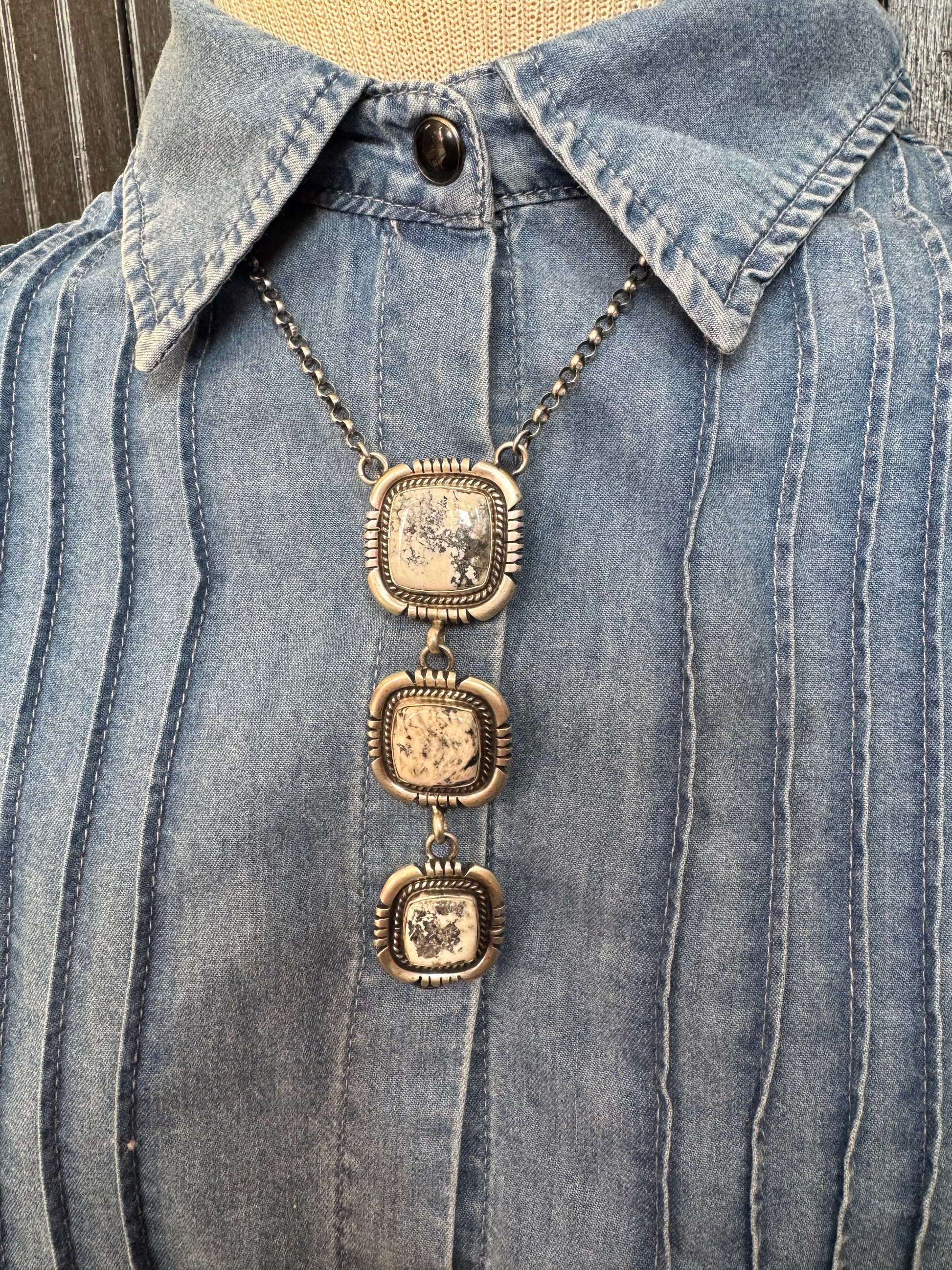 White Buffalo Three Drop Necklace – Style and Grace Boutique, Bedford, IN