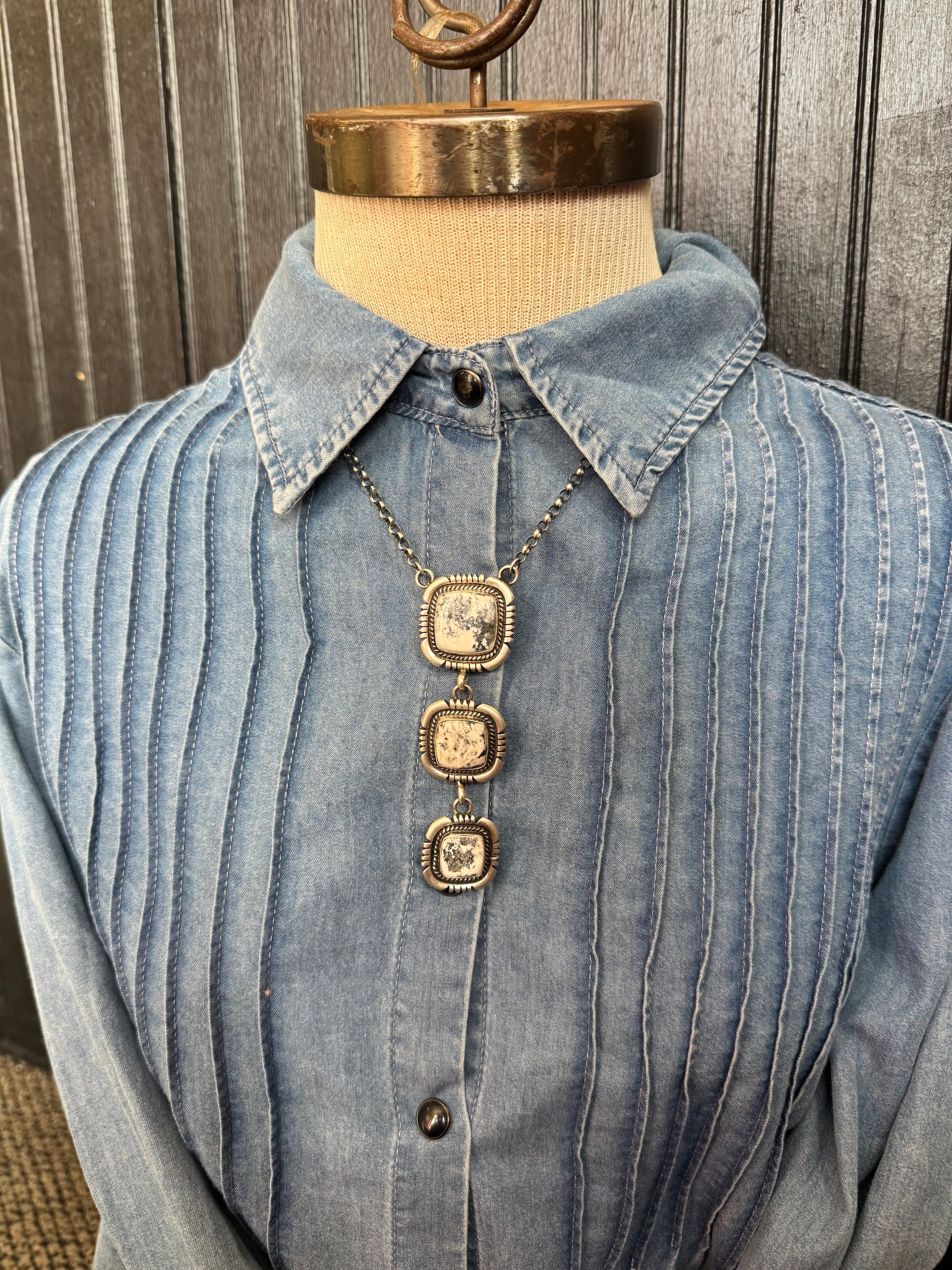 White Buffalo Three Drop Necklace – Style and Grace Boutique, Bedford, IN